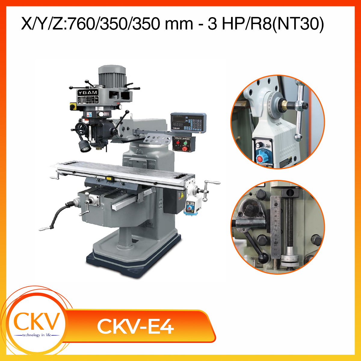 Máy phay cơ đứng - Máy phay vạn năng CKV-E4